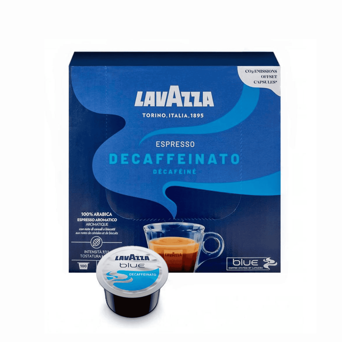 Kavos kapsulės LAVAZZA BLUE Espresso Decaffeinato 100% Arabica 100vnt ...